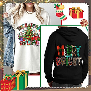 EOGOW Christmas Iron on Transfers, 9PCS Iron on Decals for T Shirts Iron on Transfers Dtf Transfers Ready to Press Heat Transfer Designs Screen Print Transfers Ready to Press Iron on Shirt Decals