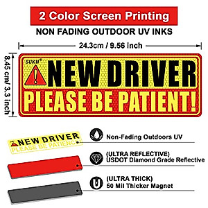 Sukh New Driver Magnet for Car - Student Driver Magnet for Car Boys and Girls New Student Driver Sticker Reflective Safety Signs Reusable Movable 3 Pcs