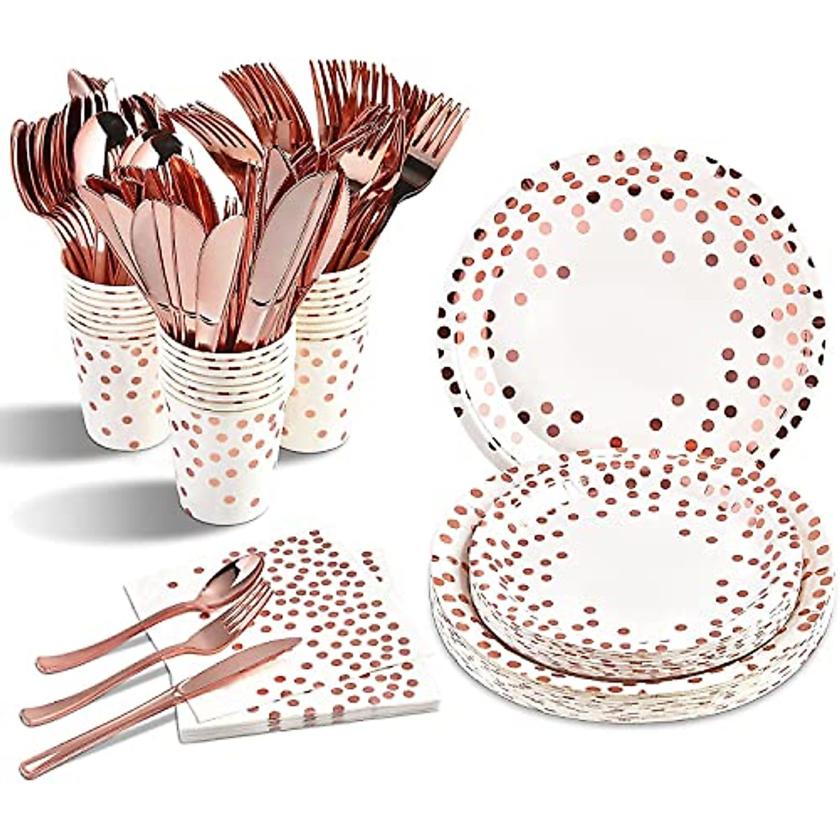 100-Pack Rose Gold Paper Cocktail Napkins for Party, 3 ply Luxury Beverage Napkins for Parties, Events and Family Gatherings Folded 5 x 5 Inches (ROSE)