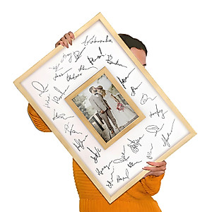 Blustrio Wooden Wedding Guest Book Alternative, 11"x17"Framed and Hangable Baby Shower Guest Book for Wedding/Baby/Graduation/Retirement/Birthday/Party/Celebration of Life/Funeral(Stand not included)