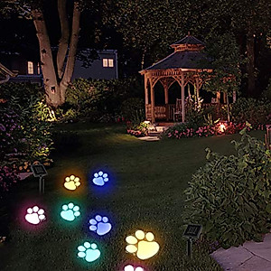 SH-RuiDu Solar 4-Paw Light Garden Ground Dog Cat Paw LED Solar Lamp for Garden Patio Yard Decor Walkway