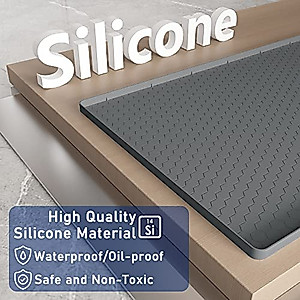 Under Sink Mat, FINKKIE 34”x22”Under the Sink Mat Waterproof, Under Sink Liner with Drain Hole, Silicone Undersink Mat for Kitchen Bathroom, Under Sink Drip Tray Grey.