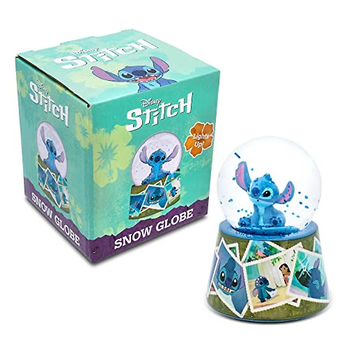 Disney Lilo & Stitch Vintage Photos Mini Light-Up Snow Globe with Swirling Glitter | 3 Inches Tall