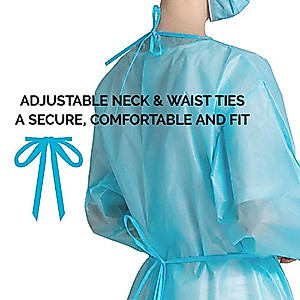 100 Pack LEVEL 1 PP Disposable Isolation Gowns with Elastic Cuff, Latex-Free, Non-Woven, Fluid Resistant, Dental, Medical, Hospital, Industries, ONE SIZE FITS ALL (100 PCS=10 Bags)