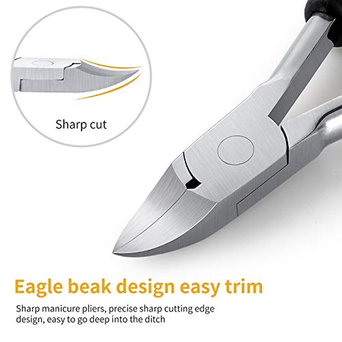 Toenail Clippers, Medical Grade Toe Nail Trimmer, Nail Clippers for Thick Nails or Ingrown Toenail Tool, Stainless Steel Sharp Pedicure Toe Nail Clippers Adult, with Easy-to-Grip Rubber Handle.