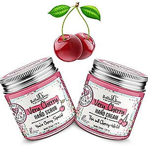 Bella & Bear Very Cherry Hand Cream for Dry Hands – 6.7oz Vegan Friendly Hand Moisturizer – Non Greasy and Fast Absorbing Formula