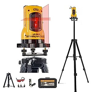 LAND Laser Level Kit Class Laser Ⅱ,Self-Leveling laser Cross Level,Horizontal and Vertical Points Rotatable 360 Degree Suitable for interior design（Lightweight Tripod,Battery Included ）