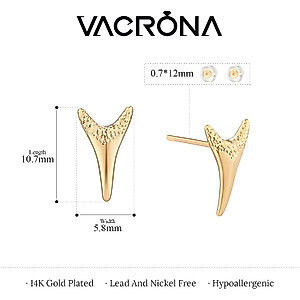 VACRONA Gold Flower Stud Earrings for Women 14K Gold Plated Cartilage Piercing Tiny Evil Eye Chain Stud Earrings Cubic Zirconia Cherry Blossom Women Jewelry Gifts