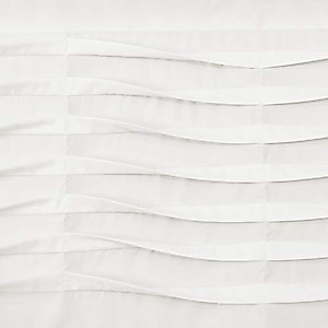 Lush Decor, 18” x 52”, White Wave Texture Valance | Pleated Ruffle Fold Window Kitchen Curtain (Single)