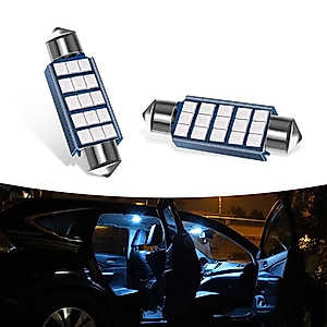 Hawyet 2 PCS Car LED Roof Lights Bulb, 42MM 12V Super Bright Double Tip Waterproof Vehicle Read Lights, Universal Durable 2835 Chips Indoor Lights for License Plate Stepwell Door (Blue Light)