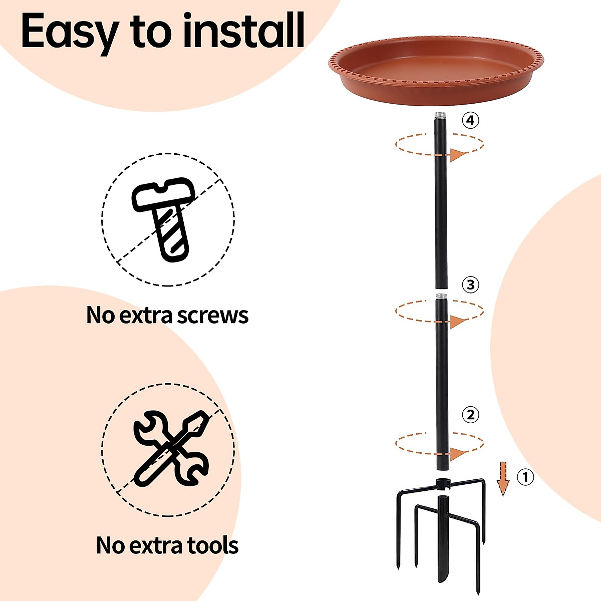 Feemiyo Upgraded Bird Bath for Hummingbirds,Detachable Stable Stylish Design with 5-Prong Base Metal Stake Bird Baths for Lawn Patio Yard Garden(Gift)