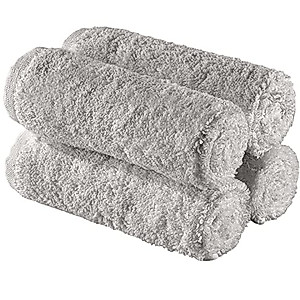 Hammam Linen Washcloth Set Premium Original Turkish Cotton, Hotel Quality for Maximum Softness & Absorbency for Face, Hand, Kitchen & Cleaning (Ice Silver, Washcloth Set)
