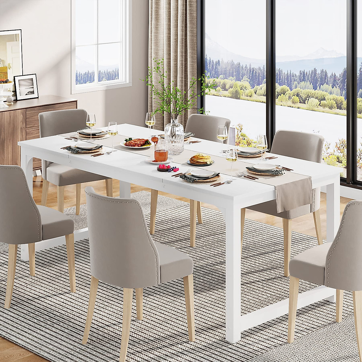 Tribesigns 71"x31.5" Dining Table, Industrial Kitchen Table for 6-8 Person, Rectangular Dinner Table for Dining Room Kitchen Living Room, with Heavy Duty Metal Legs, Rustic Brown