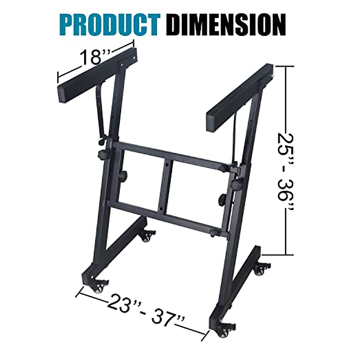 GLEAM Keyboard Stand - Z Style Adjustable Heavy Duty Piano Stand with Wheels (Fits 54-88 Key Electric Pianos)