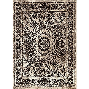 L'Baiet Emilia Black Beige Oriental Floral Pattern Traditional Classic Indoor 8' x 10' Area Rug