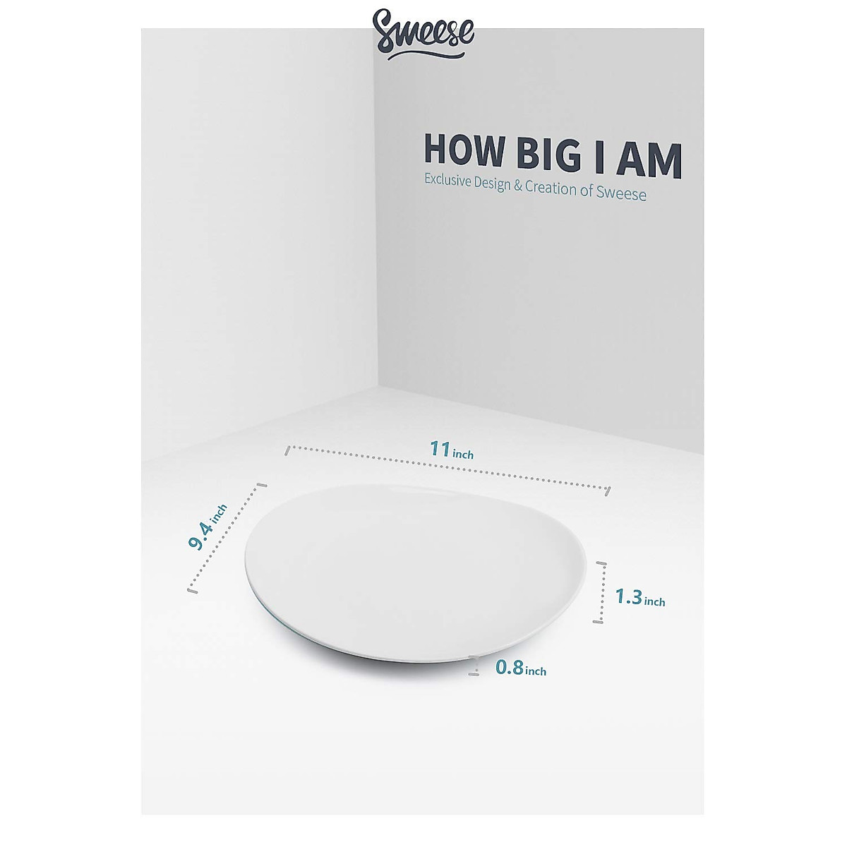 Sweese 18 Ounce Bowls & 11 Inch Plates Set of 6, White