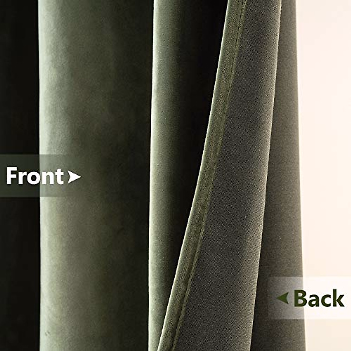 MIULEE Olive Green Velvet Curtains Grommet Thermal Insulated Room Darkening Drape for Classical Living Room Bedroom Decor Bundle Glitter Metallic Marble Pattern Gold Foil Print Curtains 96 Inches Long