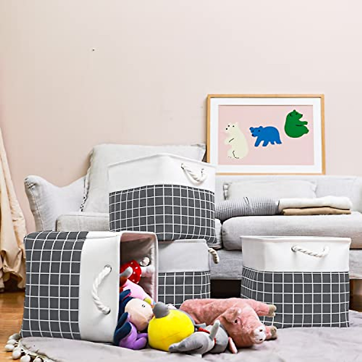 Kerhouze Cube Storage Organizer Bins 13 Inch Cube Storage Bins Collapsible Storage Baskets for Shelves Cabinet Laundry Room Bathroom