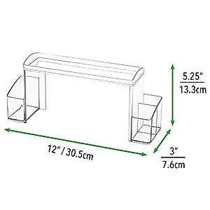 mDesign Small 2-Tier Plastic High-Rise Bathroom Cabinet Organizer - Vitamin Bottle, Medicine, Makeup Storage Shelf for Sink, Counter, and Vanity - Perfect for Hair Product Organization - Clear