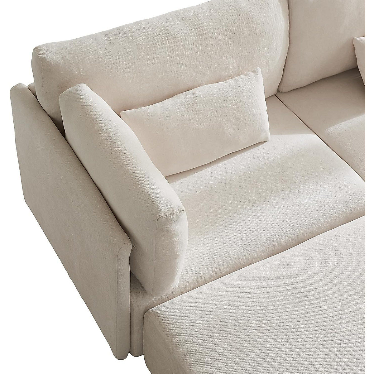 Lecut Sectional U-Shaped Couch 6 Seat Modular Sectionals Sofa Reversible Sectional Modular Sofa with Wide Chaise and 4 Pillows L-Shape Sectional Sofa for Living Room Bedroom Office 143”White