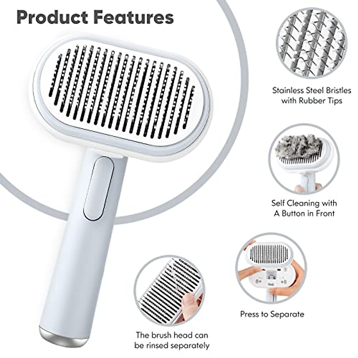 Upgrade Cat Brush for Shedding, Cat Brush for Long or Short Haired Cats,Cat Brushes for Indoor Cats, Cat Grooming Brush Cat Comb for Kitten Rabbit Massage Removes Loose Fur