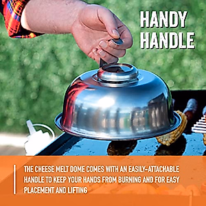 Yukon Glory Cheese Melting Dome With Built-in Thermometer, Stainless Steel Blackstone Griddle Accessories For Flat Top Griddle Grill Indoor / Outdoor, Perfect For Melting Cheese, Steaming and Grilling