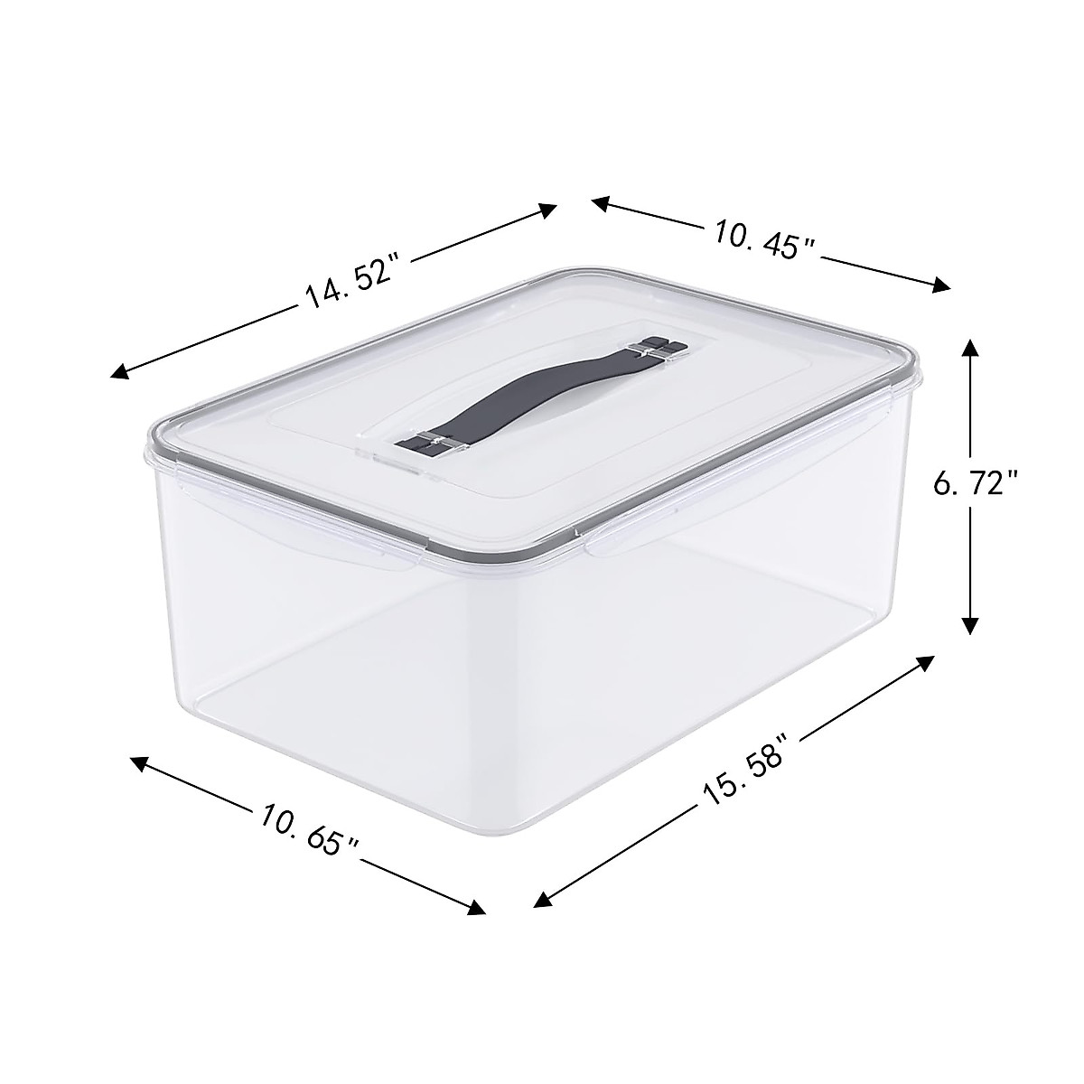 Julyeen 6 Packs Large Plastic Airtight Rectangular Food Storage Container, 15L/33 Lbs, Kitchen Pantry Dry Food Cat/Dog Food Storage Containers Set, Proof Dough Containers, Bread Box