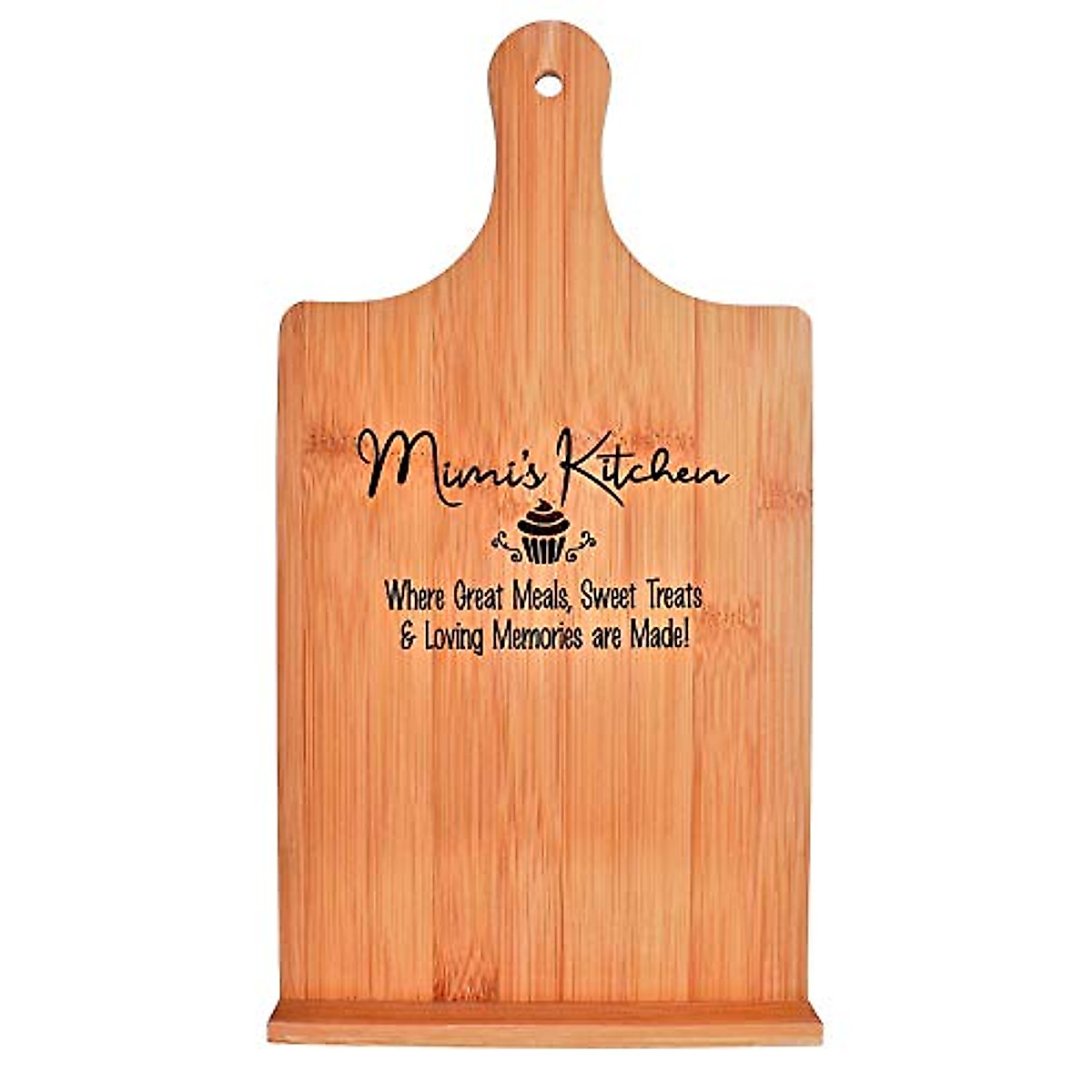Mimi Gift Cookbook Stand Recipe Holder - Custom Engraved Bamboo Cutting Board Foldable Chef Easel Metal Hinge Kickstand iPad Tablet Compatible Christmas Birthday Mother Day Kitchen Decor (7.25x13.5)