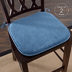 Lavish Home Memory Foam Chair Cushion, 15.5 in x 15.5 in, Blue 2 Count