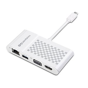 Cable Matters USB C Multiport Adapter (USB C Dock with USB C to HDMI or USB C to VGA), USB 3.0 and Ethernet White - Thunderbolt 4 / USB4 / Thunderbolt 3 Port Compatible with MacBook Pro, Dell XPS