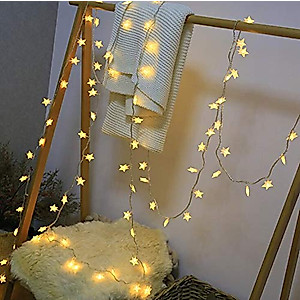 SRK Star String Lights, 100 LED 33 Ft 8 Modes, Plug in Fairy Twinkle Lights Waterproof for Outdoor, Indoor, Wedding Party, Christmas Tree, New Year, Garden Decoration, Bedroom (Warm White)