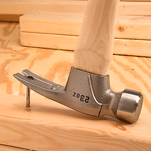 ESTWING Pro California Hammer - 23 oz Rip Claw Hammer with Milled Face & Hickory Wood Handle - MRW23LM