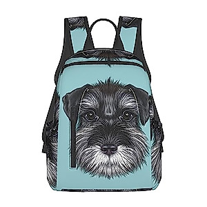 GAGALU Laptop Backpack Schnauzer Blue Printed Lightweight Outdoors Backpack