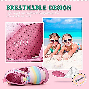 STQ Girls Water Shoes Quick Dry Summer Sports Beach Swim Pool Outdoor Sandals (Toddler/Little Kid) Pink/Rainbow 5 M US Toddler