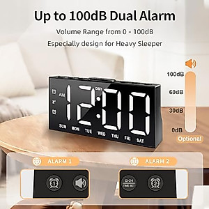 Digital Alarm Clock with Large Display Big Bold Numbers, Dimmer, 2 USB Charging Ports, Snooze, Small Table Desk Clock for Bedroom, Living Room, clock for heavy sleepers