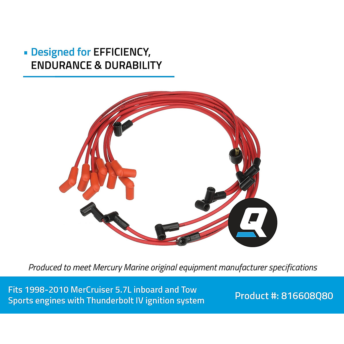 Quicksilver 816608Q80 Red Wire Spark Plug Wire Kit