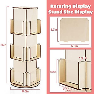 Flenpptly Rotating Display Stand Greeting Card Organizer 3 Tier Wooden Retail Display Multi Pocket Card Display Stand Display Rack for Coasters Stickers Showcase Tradeshow