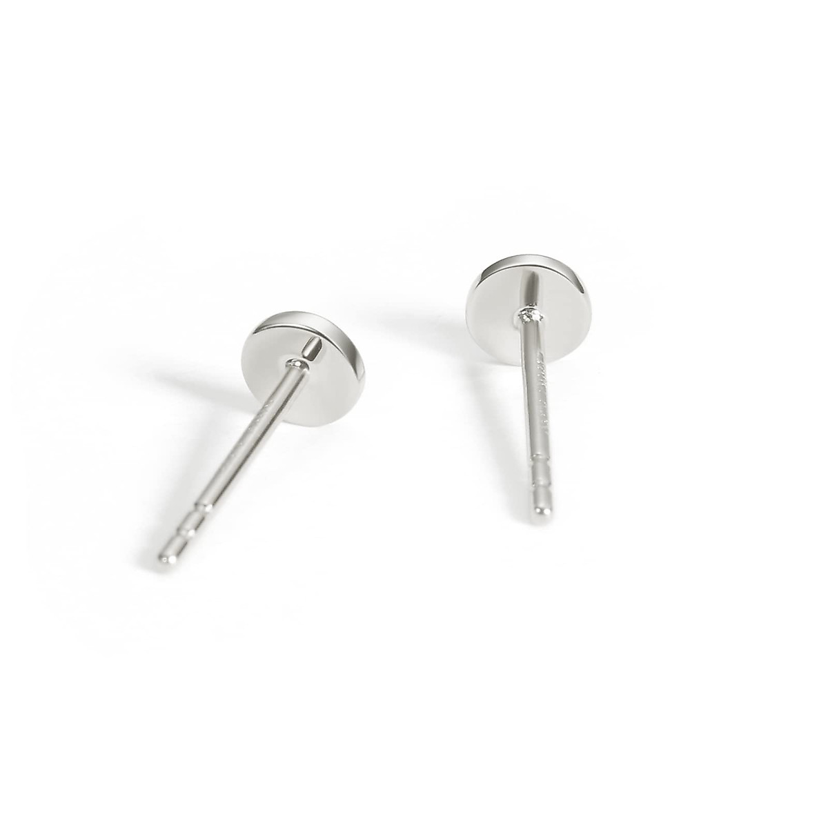 Carleen 14K Solid White Gold Earrings Dainty 4mm Tiny Statement Dot Solitaire Round Earrings Delicate Fine Jewelry Stud Earrings for Women