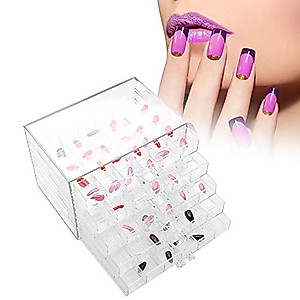 Nail Tip Storage,Nail Decoration Storage Box,120 Grids Sequence Organize Box Transparent Empty Nail Tips Organizer Holder Container Nail Display Jewelry Case
