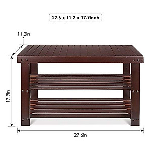 Wonder Comfort Bamboo Rack 3 Tier Shelf Organizer Stand Shoe Shelving Cabinet Bench Holder, Storage Units for Hallway Living Room Bedroom Corridor Sturdy, Brown