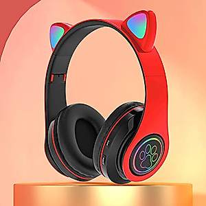 Head-Mounted Folding Wireles Bluetooth Headset - Foldable LED Flashing Light Soft Earmuffs Over Ear Hi-Fi Stereo Wireless Stereo Headphones Gift for Sports Gaming Office Outdoor