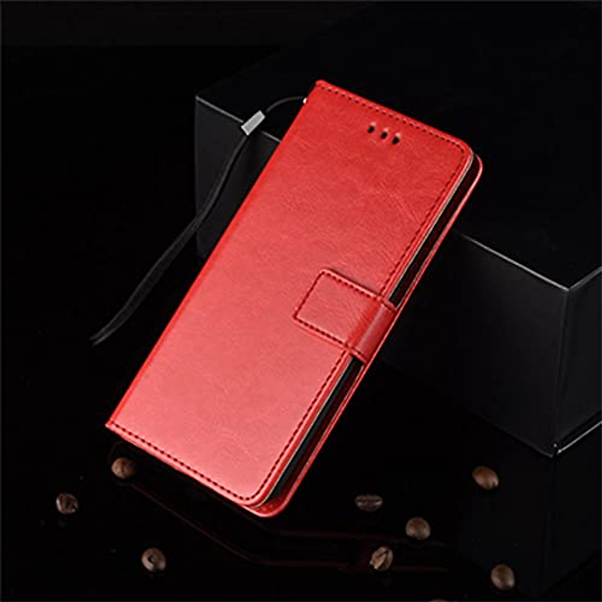 MojieRy Phone Cover Wallet Folio Case for Oppo Reno 2, Premium PU Leather Slim Fit Cover for Reno 2, 3 Card Slots, Feel Good, Red