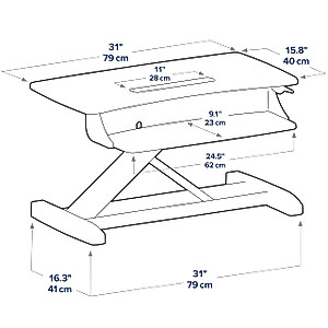 Ergotron – WorkFit-Z Mini Small Standing Desk Converter, Laptop Sit Stand Desk Riser for Tabletops and Home Office – 31 Inch Width, Grey Woodgrain