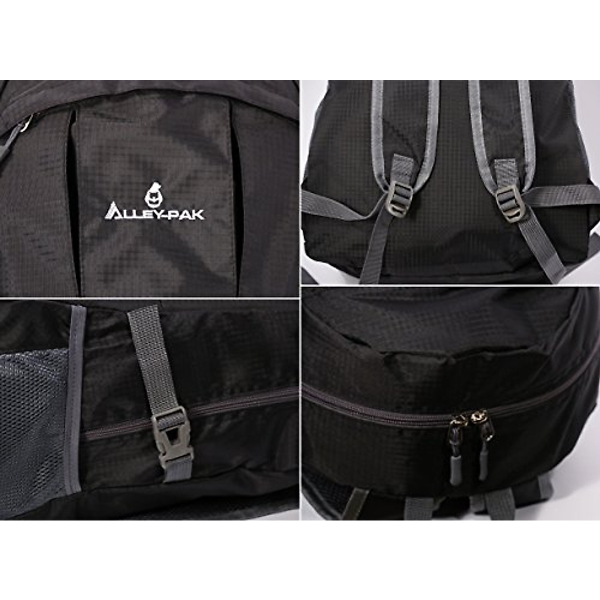 Alley-Pak lightweight travel hiking waterproof daypack 35L with reflector black backpack
