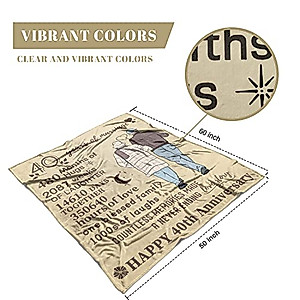 40th Blanket, 40th for Couples Parents, 40th Wedding for Husband Wife, for Parents 40 Years, 40th Anniversary Decorations, 60"x50"