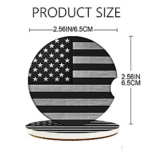 Car Coasters for Drinks Absorbent, 2 Pack Cup Holders, 2.56" Ceramic Stone & Non-Scratch Cork Base Coasters, Auto Accessories for Women & Men, American Gray Your Grey America