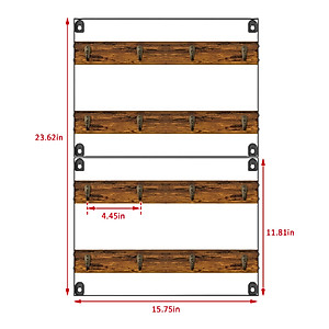 Coffee Mug Holder Wall Mounted - Coffee Cup Holder with 16 Mug Hooks, Rustic Wood Coffee Mug Organizer Hanger Display Shelf for Wall Mount, Coffee Mug Rack for Kitchen, Home, Coffee Bar, Office