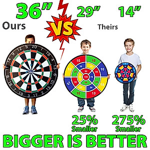 Funwares 36" Giant Dart Board for Adults and Kids, 25% Larger Than The Competition for Ultimate Indoor Fun and Outdoor Fun, Party Game for Families, Games for Kids 8-12, and Dart Game for Adults