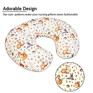 Jundetye Nursing Pillow Cover and Baby Lounger Cover for Girls Boys, Soft Comfortable Stretchy Removable Slipcover, Watercolor Animal