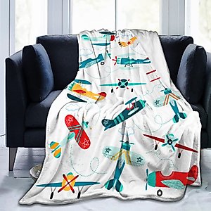 MIBDDK Cute Airplane Blanket Throw Aircraft Blankets for Kids Toddler Boys Adults Gifts Bedding Decor Bed Bedroom 50"X40"